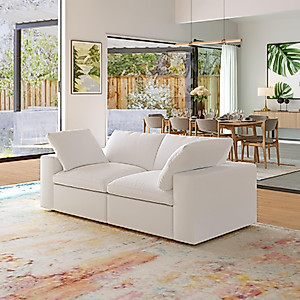 JACH Modern Convertible Modular Sectional Sofas for Living Room, Love Seat Sofas, Cushion Covers Removable, Customizable Modular Sectional Couch for Living Room Bedroom Apartment (White)