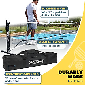 Boulder Pickleball Net - Premium USAPA Standard Full Court 22ft Pickleball Net Set with Additional 11ft Half Court Pickle Ball Tennis Net