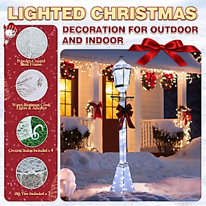MUPATER 6 ft Tall Pre-Lit Energy-Efficient LED White LAMP-Post, Christmas Holiday Outdoor Lighted Decoration for Yard, Porch, Entry - Ground Stakes Included