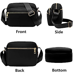 DIHKLCIO Nylon Crossbody Bags for Women Purses and Handbags Women's Casual Messenger Bags Waterproof Black Crossbody Purse (black)