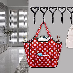 Colaxi Yarn Storage Bag Red Polka dots Print Wool Yarn Knitting Sewing Tools Tote Handbag Weaving Crochet Hooks nedles Travel Organizer