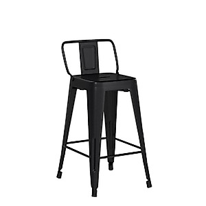 Andeworld Metal Bar Stools Counter Height Stool Industrial Kitchen Barstools Set of 4 (26 Inch, Black)
