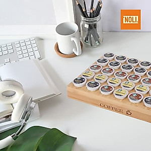 NOLI - Bamboo coffee pod organizer for drawers can hold up to 35 k cup organizer - coffee station organizer and storage - k cup holder deals for kitchen and office
