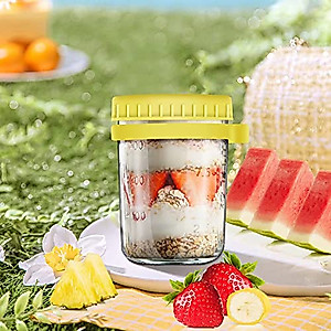 16 oz Overnight Oats Containers with Lids and Spoon, 4 Pack Mason Jars for Overnight Oats, Airtight Overnight Oats Jars with Measurement for Cereal, Mason Oatmeal Container Jar, On The Go Container