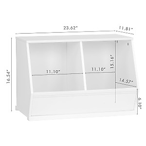 UTEX Toy Storage Organizer for Kids, Stackable Toy Storage Cabinet, Wooden Cubby Toy Organizer, White Toy Shelf for Playroom, Bedroom, Living Room, Nursery, 2 Cubes