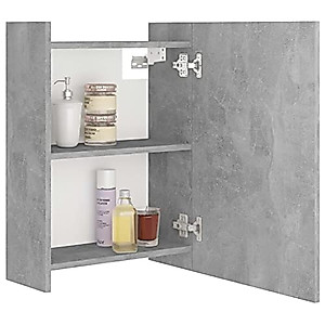 Eurobuy Bathroom Mirror Cabinet,Contemporary Wall Mounted Medicine Cabinet with 1 Door and 5 Compartments,Vanity Storage Cabinet for Bathroom Concrete Gray 24.6"x8.1"x25.2"