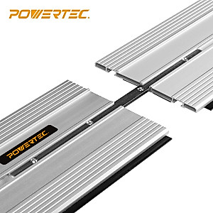 POWERTEC 71573 55” Track Saw Guide Rail Joining Set for Bosch Track Saws | Includes (2) Aluminium Extruded Guided Rails and (1) Guide Rail Connectors for Woodworking Projects