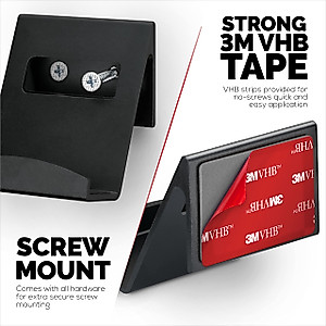 4 Pack Metal Controller Holder Stand Wall Mount for Xbox, PS5, PS4, PC & More Gaming Accessories, Adhesive & Screw Universal Fit by Brainwavz (Black)