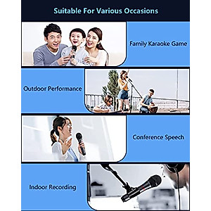 Lococo Wireless Microphone,UHF Metal Rechargeable Handheld Dynamic Mic with USB Receiver Mute Function for Karaoke Party,Computer,Mobile Phone,Amplifier,PA System,Singing Machine