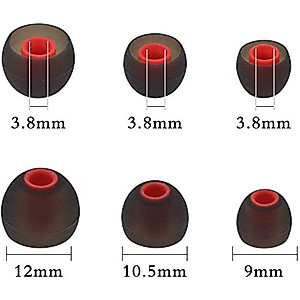 ALXCD Ear Tips Compatible with JBL Tune 125TWS Headphones, 6 Pairs S M L Sizes Replacement Silicone Earbud Tips, Compatible with JBL Tune 125TWS，Black/Red