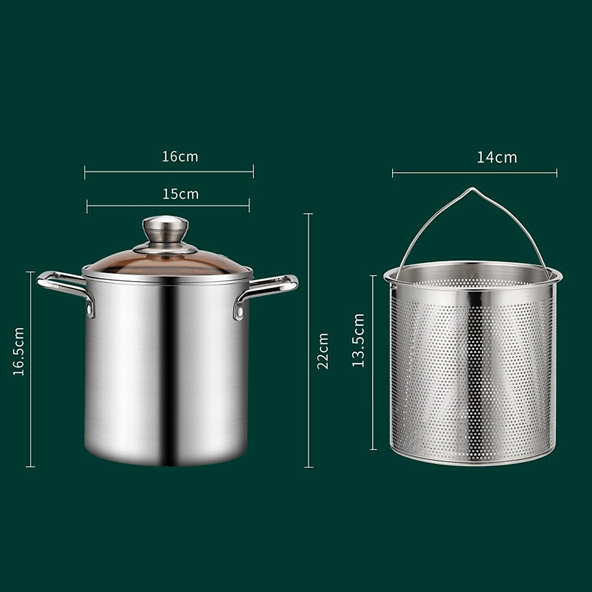 Stainless Steel Stockpot with Basket, Turkey Fryer Pot Cookware, Nonstick Universal Seafood Boil Pot, Heavy Duty Cooking Pot, no clamp