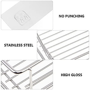 Cabilock 3sets Shampoo Xcm Display Shelf Stainless Soap Hand Toiletry Shower Tissue Drilling Baskets Storage Dish Silver Steel Nail- free X. Kitchen Towel Organizing Floating Wire