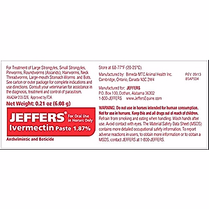 Jeffers Ivermectin Horse Dewormer | Single Dose for Horses | Gel Dewormer for Horses