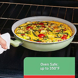 T-fal Recycled Ceramic Nonstick Fry Pan 12 Inch Oven Safe 350F Pots and Pans, Cookware Green