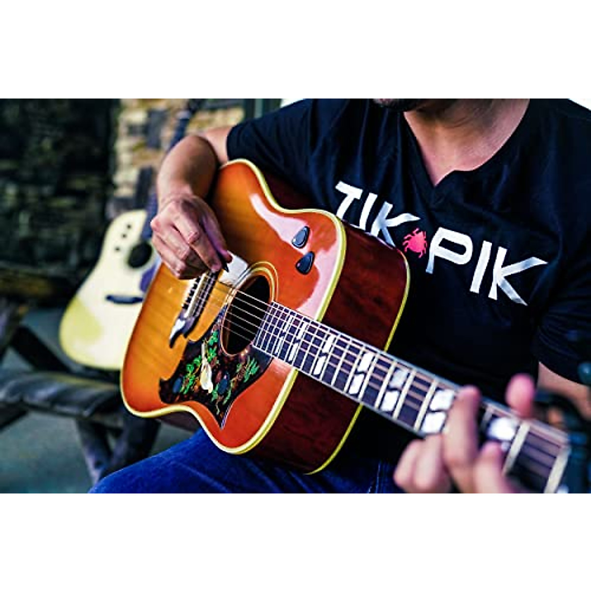 TIK PIK 6-Pack Guitar Picks for Acoustic & Bass Guitars | As Seen On Shark Tank | Black Medium Gauge 0.71mm