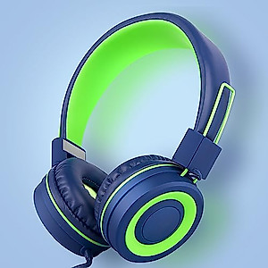 S SMAZINSTAR Headphones with Microphone for Kids, Children Girls Boys Teens Foldable Adjustable On Ear Headphones 3.5mm Jack Compatible iPad Cellphones Computer MP3/4 Kindle Airplane School Tablet