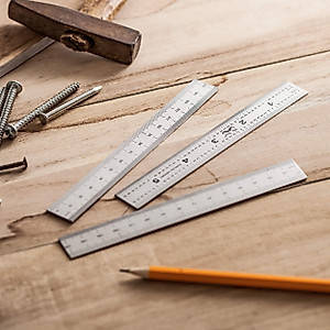 Mr. Pen- Machinist Ruler, Ruler 6 inch, 3 Pack, mm Ruler, Metric Ruler, Millimeter Ruler, (1/64, 1/32, mm and .5 mm), Metal Ruler 6 inch, Precision Ruler, 6 inch Ruler, Stainless Steel Ruler, Rulers