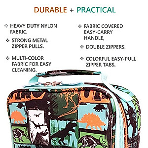 Dinosaur Lunch-Box for Boys with Ice Pack, Insulated Lunch Bag for School Kids Tweens, Large Container for Big Boy Snacks Lunches, Fits Bento, Jurassic T-Rex Dino