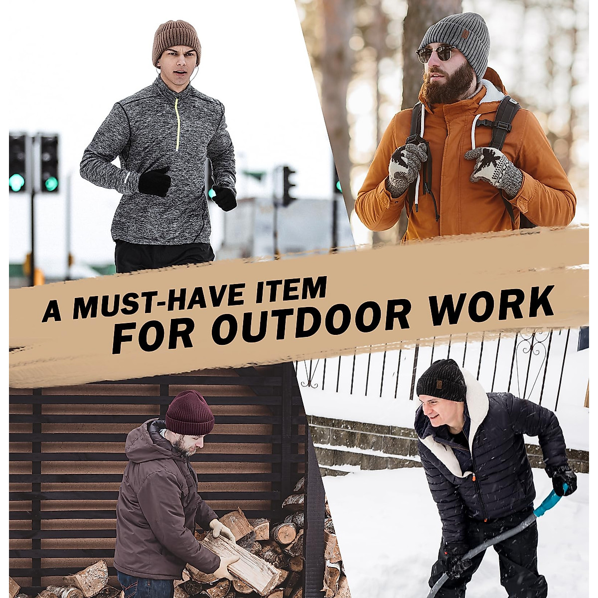 Wmcaps Warm Beanie Hats for Men Women, Fleece Lined Beanie Warm Winter Caps Unisex Fashion Knit Cuffed Cap (Slate Gray)