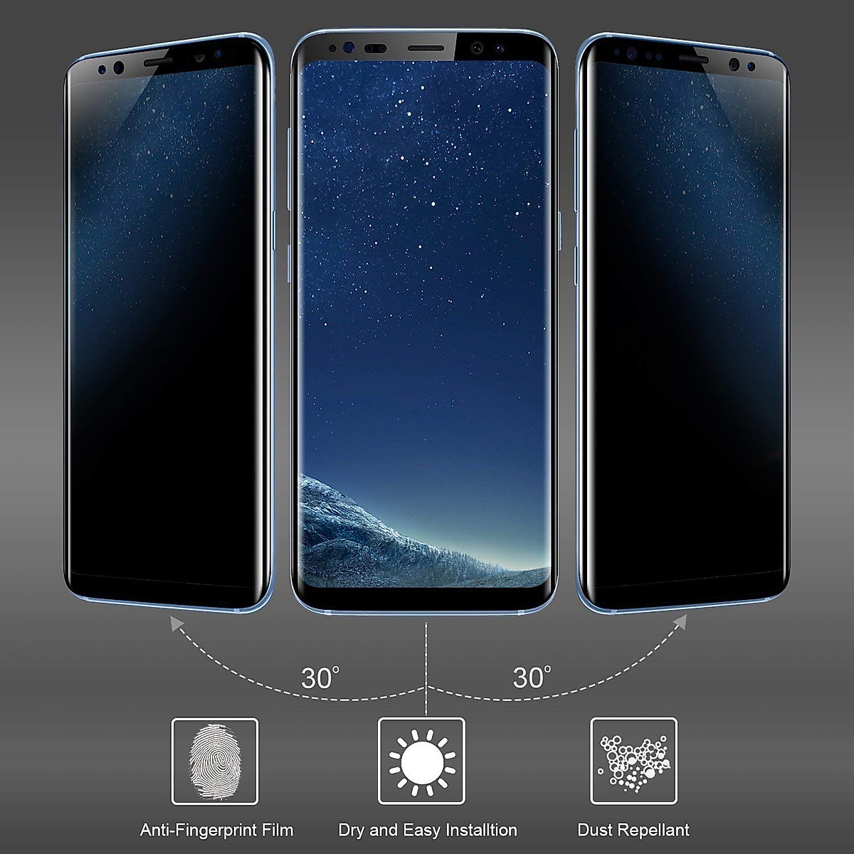 Galaxy Note 9 Screen Protector Privacy,YCFlying [Upgrade Version] Anti-spy Tempered Glass Screen Film 9H Hardness Anti-Scratch Anti-Peep Shield for Samsung Galaxy Note 9 (Note 9-B)