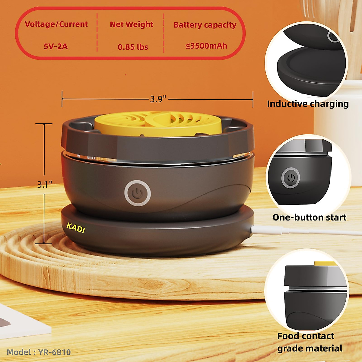 KADI Fruit and Vegetable Washing Machine, Fruit Cleaner Spinner Device in Water, Waterproof Fruit and Vegetable Purifier Clean Washer with OH-ion Clean Technology for Kitchen, Seafood, Rice, Meat…