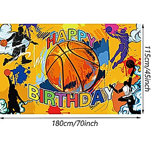 Basketball Happy Birthday Banner Basketball Party Backdrop Wall Hanging Decor Photo Background for Baby Shower Birthday Party Supplies Indoor/Outdoor (70" X 45")
