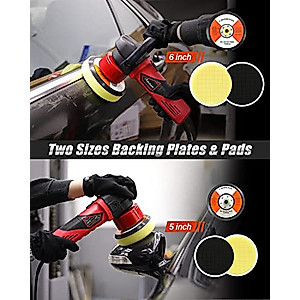 AVID POWER Buffer Polisher, 5-inch/6-inch Dual Action/DA Polisher for Car Detailing, Random Orbital Car Buffer Polisher Waxer Kit with 6 Variable Speed, 4Pcs 5-inch & 6-inch Polishing Pads