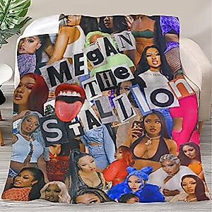 Rwillppycfei Funny American Rapper Singer Megan and & Thee Or/Stallion Throw Blanket, Flannel Fleece Blankets and Throws for Bed, Wearable Air Condition Blanket 40"x50"