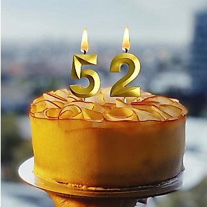 2.76" 27th 72nd Number Candles Birthday Gifts for Women Men Birthday Decorations Birthday Candles Numbers Happy Birthday Candles for Cake 2 Candle for Women for Men (Gold)