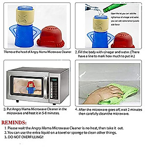 QENJENEM Microwave Cleaner Angry Mama, 2 Pack Mom Microwave Oven Steam Cleaner Easily Clean the Crud in Minutes Using Vinegar and Water for Kitchen, Home with English Manual(blue+green) (green)