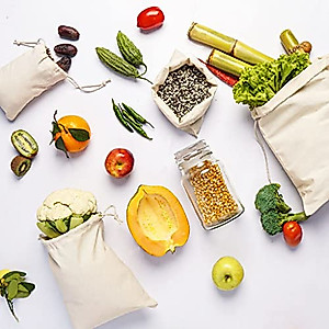 BIGLOTBAGS 100Pcs 2 x 3 Inches Premium Cotton Muslin Double Drawstring Bags, Reusable Bag Natural Cotton Bags with Drawstring Produce Bags Bulk Gift Bag Jewelry Pouch for Party Wedding Home Storage