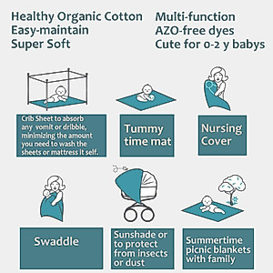 Daxue 2 Pcs Nursery Swaddling Blankets 100% Natural Unbleached Cotton Quilt 43" x 43" Muslin Swaddle Blankets for Baby Girl Boy Breathable Soft Cotton Blanket Unisex Receiving Blanket Swaddle