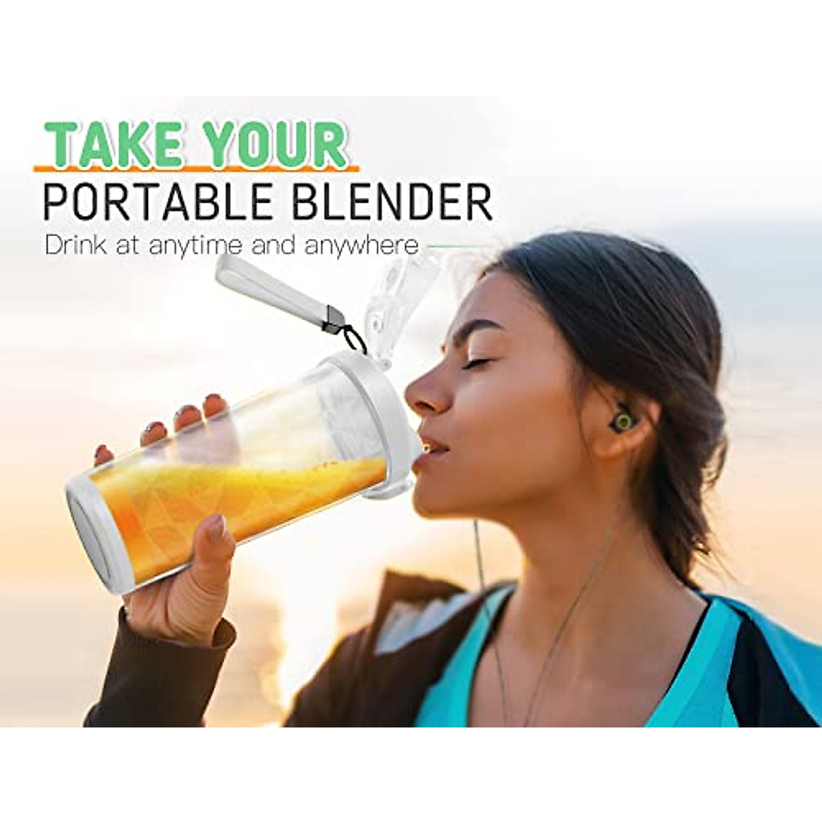 Portable Blender, 20 Oz Personal Blender for Shakes and Smoothies with 6 Blades, Small Fresh Juicer Portable Blender Cup Rechargeable BPA-Free, Mini Blender Portable for Travel/Office/Home/Gym/Camping