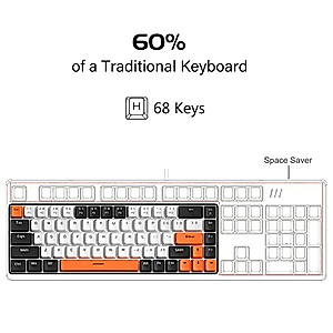 MageGee Portable 60% Mechanical Gaming Keyboard, MK-Box LED Backlit Compact 68 Keys Mini Wired Office Keyboard with Red Switch for Windows Laptop PC Mac - White/Black