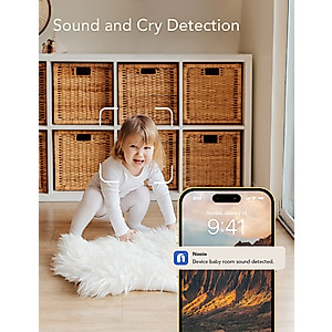 nooie Baby Monitor with Crying Detection, Camera and Audio 1080P Night Vision Motion and Sound Detection 2.4G WiFi Home Security Camera for Baby Nanny Elderly and Pet Monitoring, Works with Alexa