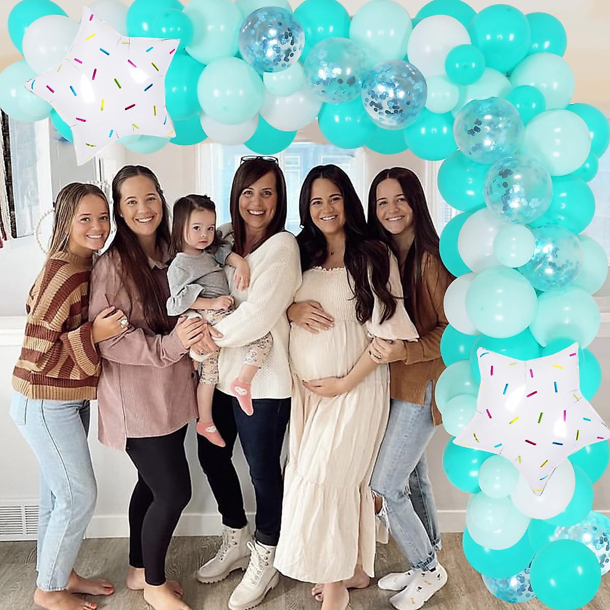 Donut Sprinkle Baby Shower Decorations, Sprinkled with Love Decorations, Blue Baby Sprinkle Balloon Garland Kit Backdrop for Boy Baby Shower Party Supplies