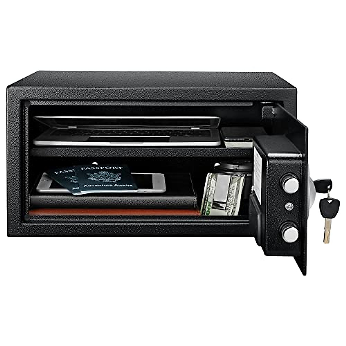 Amazon Basics Steel Security Safe with Programmable Electronic Keypad - Secure Cash, Jewelry, ID Documents - Black, 1 Cubic Feet, 16.93"W x 14.57"D x 9.06"H