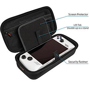 ButterFox Large Carry Case Bag For ASUS Rog Ally Handheld 2023 with Built-in Stand, Fits Charger, Large Accessories Pocket for 65W Battery Bank, Slim Mouse and HDMI Cable (Black/White)