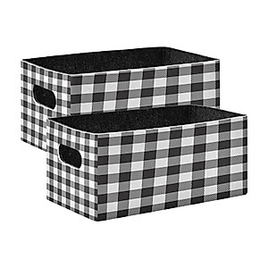 Kcldeci Black and White Plaid Storage Bins Baskets for Organizing, Buffalo Check Plaid Sturdy Storage Basket Foldable Storage Baskets for Shelves Closet Nursery Toy