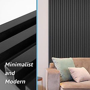Art3d 8-Pack 96 x 6in. WPC Acoustic Slat Wall Panel for Modern Interior Decor, TV Background, Living Room, Matte Black