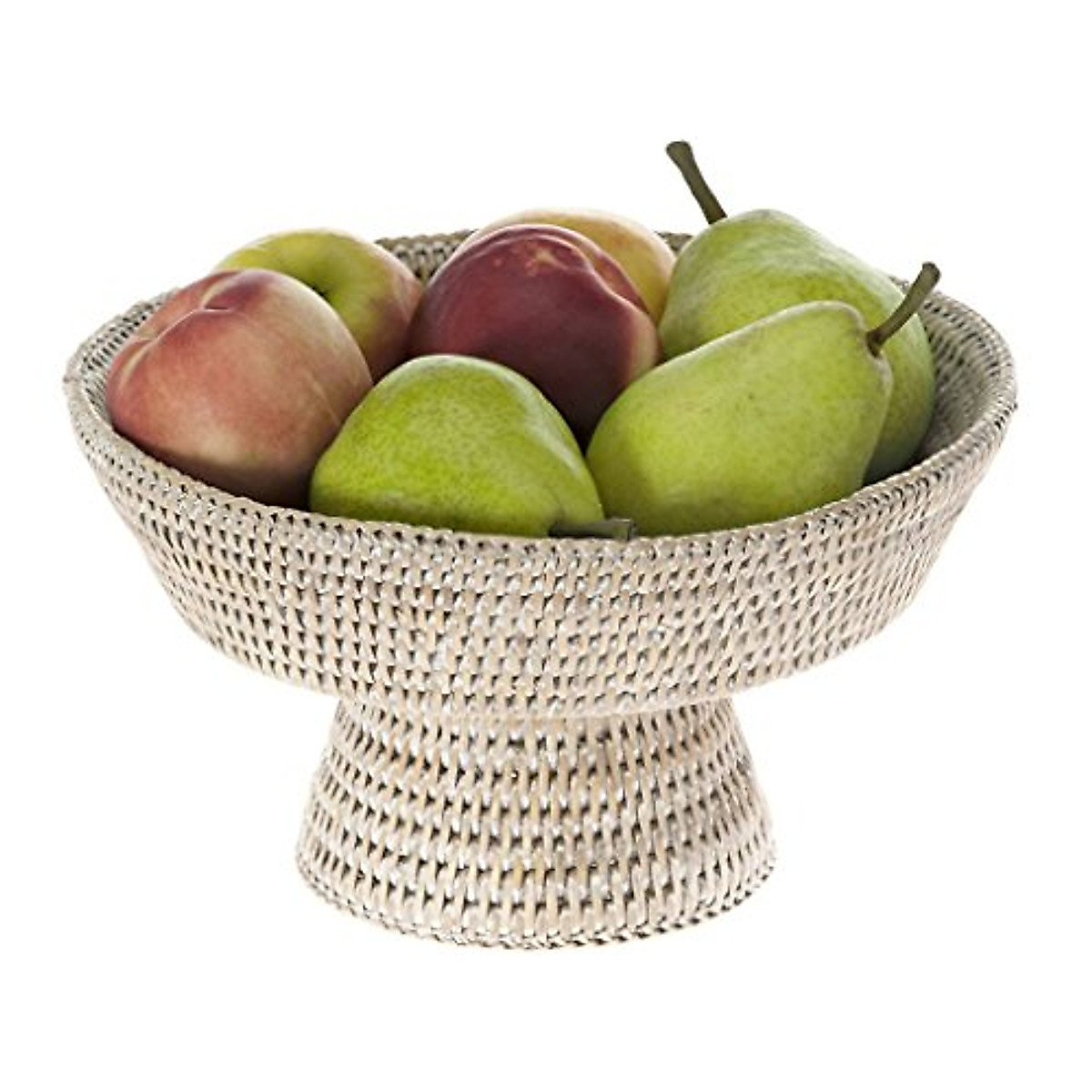 KOUBOO La Jolla Rattan Fruit Bowl, 10.5 inches x 10.5 inches x 6 inches, White Wash