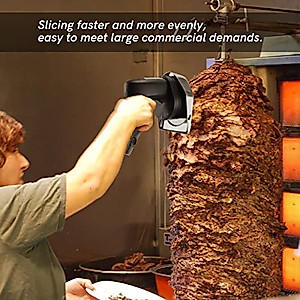 BriSunshine Cordless Electric Gyro Kebab Slicer,80W Portable Sliced Shawarma Cutter Doner Kebab Cutting Knife Machine,with Fast Charger and 2 Rechargeable Power,0.02-0.31" Thickness