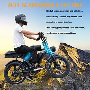 Besintu Electric Bike for Adults 1500W Motor Fat Tire E Bike, Up to 28MPH & 70Miles, Electric Mountain Bike 7-Speed 5-Layer Full Suspension for Off-Road Dirt Bicycle Dual Hydraulic Brake
