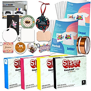 Sawgrass UHD SG500 Sublimation Printer Starter Bundle with Easysubli Ink Set, 300 Sheets of Sublimation Paper, Tape, & Blanks