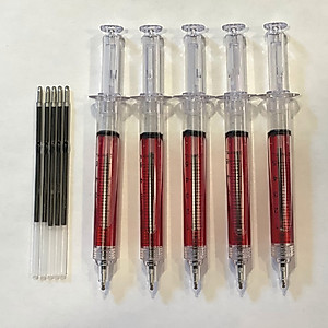 Generic Double Value Novelty Ballpoint Pens with Extra Refills, Black, 5 Pack