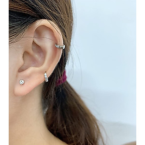 12 Pairs CZ Stud Earrings 16g Cartilage Earring Set Tragus Helix Surgical Stainless Steel Cubic Zirconia Stud Tiny Ball Screw Backs Ear Auricle Cute Love Heart Flower Barbell Piercing Set for Women