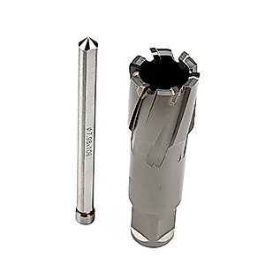 Annular Cutter Carbide JESTUOUS 3/4 Inch Weldon Shank 2 Cutting Depth 1-1/16 Cutting Diameter TCT Two Flat Bit for Drill Press with Pilot Pin