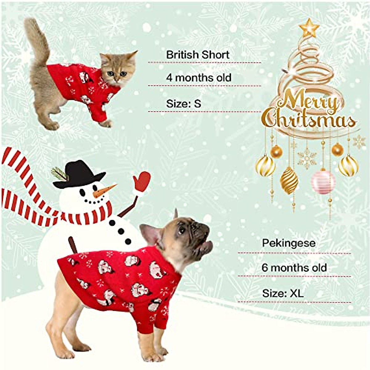 ShuRung Christmas Dog Sweater Costume Xmas Cat Knitwear Clothes with Christmas Tree Snowflakes Pattern Red Dog Winter Sweater for Kittens Small Dogs Cats (Medium)