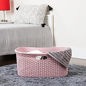 Mind Reader Basket Collection, Laundry Basket, 40 Liter (10kg/22lbs) Capacity, Cut Out Handles, Ventilated, Pink