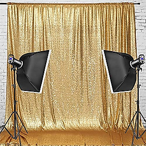 Eternal Beauty Amber Gold Sequin Wedding Backdrop Photography Background Party Curtain, 6Ft X 6Ft